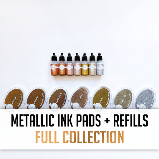 Metallics Pigment Ink Collection: Ink Pads & Refills Bundle 7 colors ...